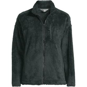 Lands End Pl&uuml;schfleece-Jacke, Damen, Gr&ouml;&szlig;e:36-38 regular, Gr&uuml;n, Polyester, by Lands End