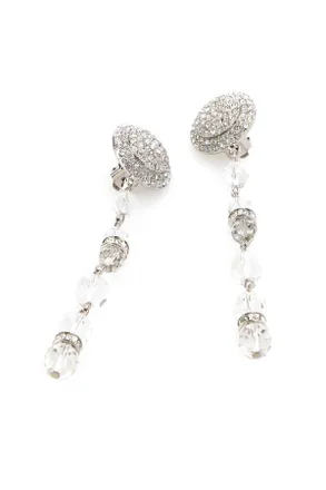 Alessandra Rich Womens Embellished Metal Earrings Crysilver Brass Glass