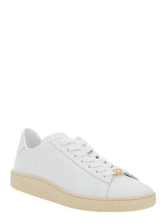 Valentino Garavani Mens White Low Top Sneakers With Vlogo Details Calf Trainers