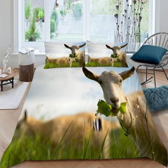 Generic Bettw&auml;sche 135x200 Schafe Bettbezug 135 x 200 Tiere Bettw&auml;sche-Sets mit Rei&szlig;verschluss 3D Weiche Mikrofaser Kinderbettw&auml;sche mit 2 Kissenbez&uuml;ge 80x80 