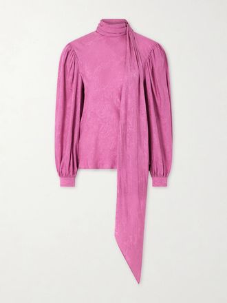 Gucci Schluppenbluse Aus Gl&auml;nzendem Cr&ecirc;pe Mit Jacquard-blumenmuster - Pink