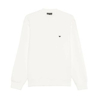 Emporio Armani Homme, Sweatshirts et sweats &agrave; capuche, Blanc, Taille: L SweaT-shirt ras du cou avec d&eacute;tail logo