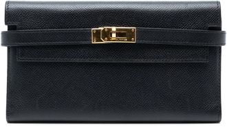 Herm&egrave;s Portemonnaie - Epsom Kelly Trifold Long Wallet - Gr. unisize - in Schwarz - f&uuml;r Damen