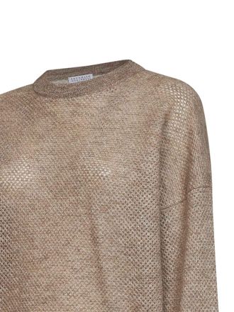 Brunello Cucinelli Double-Knit Net Mohair Sweater - Beige