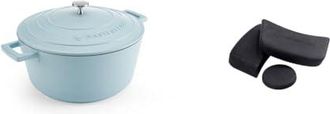 MasterClass MasterClass 5L himmelblaue Kasserolle mit MasterClass hitzebeständigen Silikongriffen und Deckelgriff (3tlg.)