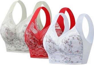 Generic Dentelle forte force de soutien pour femme, bretelles r&eacute;glables, couverture compl&egrave;te, soutien-gorge confortable sans armature, soutien-gorge sans arma