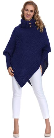Merry Style Damen Poncho M83N4 (Dunkelblau, One Size)