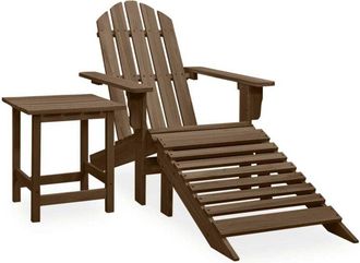vidaXL Adirondack-Gartenstuhl mit Fu&szlig;st&uuml;tze & Tisch Tannenholz Braun vidaXL