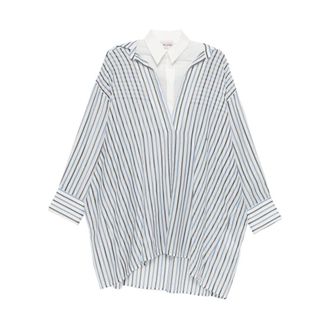 Semicouture Gestreiftes Shirt mit V-Ausschnitt - - Blouses & Shirts - Damen - Blau - XS/S