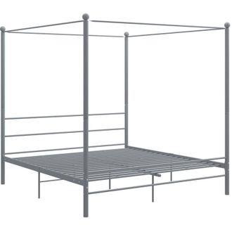 vidaXL Himmelbett Grau Metall 200x200 cm Vidaxl