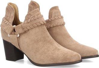 Shoes & Blues Bottine &agrave; talon pour femme avec bandes tress&eacute;es et d&eacute;tail de boucle triangulaire avec coupe lat&eacute;rale ouverte, finition molletonn&eacute;e pour la mi-saison. 