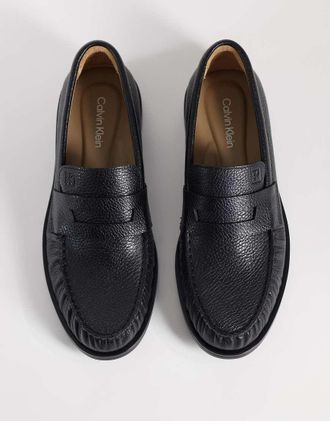 Calvin Klein mocassins essentiels en cuir grain&eacute; noir
