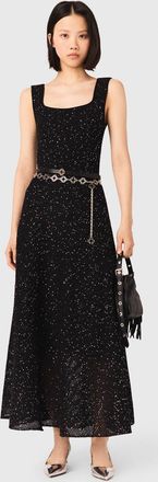 Maje Langes Strickkleid Mit Strass - Schwarz - Maje