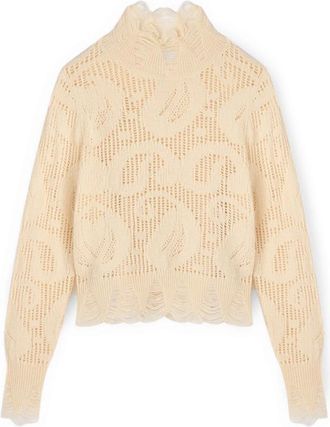 Motivi Femme, Pulls, Blanc, Taille: 42 FR Pull ajour&eacute; &agrave; col roul&eacute;