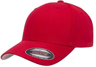 Flexfit Cotton Twill Fitted Cap Casquette de Baseball, Rouge, S/M Homme