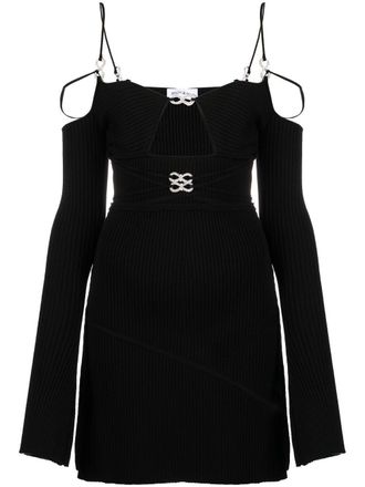 Mach & Mach robe courte à ornements en cristal - Noir