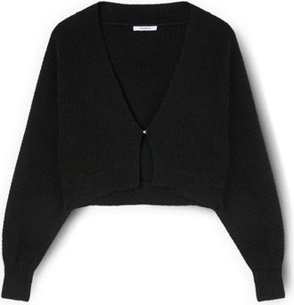 Motivi Femme, Pulls, Noir, Taille: 38 FR Cardigan Court en Maille M&eacute;lange Laine