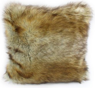 G&ouml;zze Wohnkissenh&uuml;lle, Kunstfell in edler Pelzoptik, Design Fuchs, 50 x 50 cm - Braun/Rot
