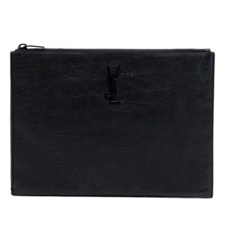 Saint Laurent Pre-owned Gepr&auml;gte Leder Clutch - - Pre-owned - Damen - Schwarzk - ONE SIZE