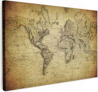 MuchoWow © Bilder Groß 120x80 cm XXL Wohnzimmer Deko Modern Wandbild Foto auf Leinwand Bild Schlafzimmer Room Decor Geschenke Weltkarte Wand - Landkarte Welt -