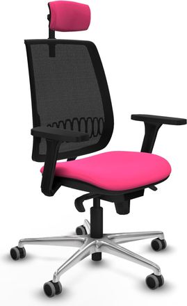 Piqueras y Crespo Alares Schreibtischstuhl mit 3D-Armlehnen, h&ouml;henverstellbare Lendenwirbelst&uuml;tze und h&ouml;henverstellbares Kopfteil, Schwarz/Rosa