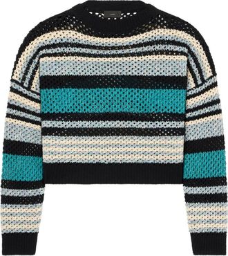 Alanui Ocean Stripes Pullover in Lochstrick - Schwarz