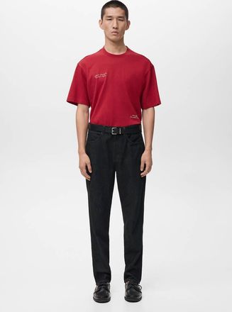 Mango T-shirt coton texte rouge - Homme - XXL - MANGO MAN