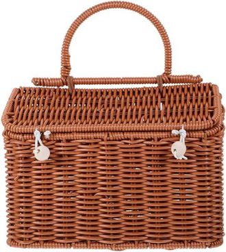 BESPORTBLE GALPADA Panier Pr&eacute;sent Tress&eacute; Main en Rotin Synth&eacute;tique Marron 24X14X18 CM Bo&icirc;te &agrave; Bonbons pour Mariage et Anniversaire Paquet Fourre-Tout &Eacute;l&eacute;gant et 