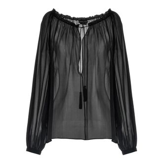 Tom Ford Lang&auml;rmlige Seidenbluse mit Kordelzug - - Blouses & Shirts - Damen - Schwarzk - XS