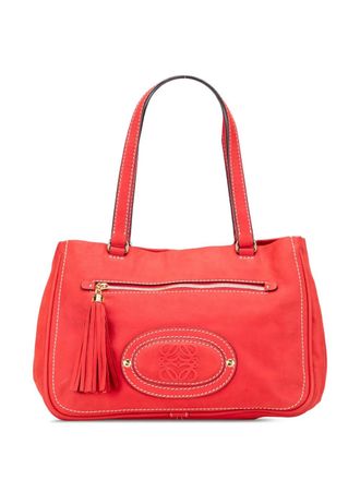 Loewe 2008 Nubuck Anagram Madrid Fringe Schultertasche - Rot