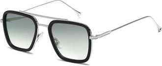 SHEEN KELLY Lunettes de soleil Hommes Femmes Rétro Pilote Carré Cadre en métal Rectangle Classique Mode Lunettes