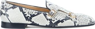 Doucal's Homme, Chaussures, Gris, Taille: 38 EU Mocassins &agrave; double boucle effet peau de serpent