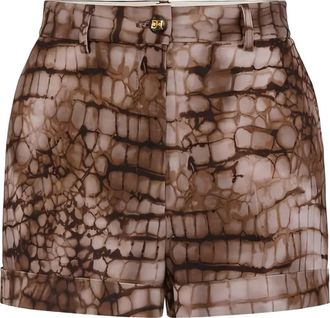 Elisabetta Franchi short &agrave; motif animalier - Marron