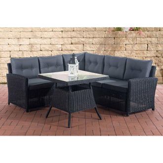 Clp Polyrattan Gartengarnitur Sierra 5 mm eisengrau schwarz