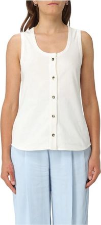 Bottega Veneta Femme, Tops, Blanc, Taille: 36 FR Haut sans Manches en M&eacute;lange de Coton avec Fermeture Boutonn&eacute;e