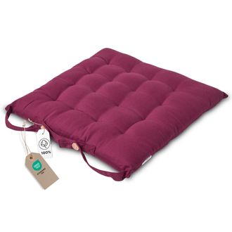 Homescapes Stuhlkissen 40x40 cm weinrot - Sitzkissen Outdoor/Indoor mit Baumwollbezug, Sitzpolster waschbar und Oeko-TEX-Zertifiziert f&uuml;r Esszimmer-, K&uuml;chen- & G