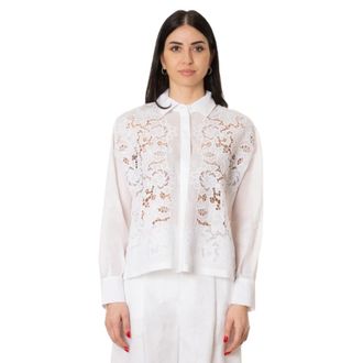 Max Mara Femme, Blouses et Chemises, Blanc, Taille: 42 FR Camicia ricami