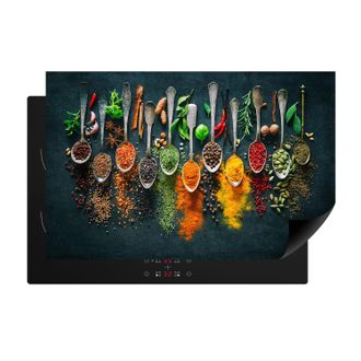 Decorwelt Herdabdeckplatte aus Kunststoff Induktionsmatte Herdabdeckmatte Abdeckung Ceranfeld Gew&uuml;rze Bunt 80x52 cm Abdeckplatte Ceranfeldabdeckung Antirutschma