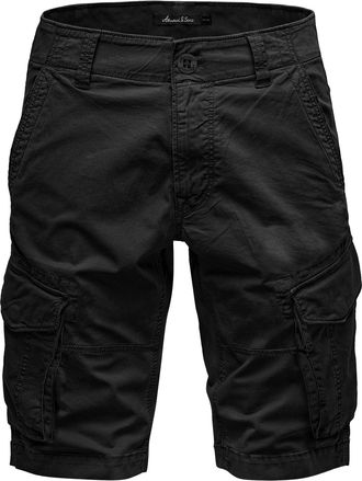 Amaci & Sons Herren Cargoshorts M&auml;nner Kurze Bermuda Hose Regular Fit 7035 Schwarz W32