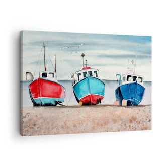 Arttor Bilder auf Leinwand Nautisch Strand Angelschneider Leinwandbild 70x50cm Wandbilder Dekoration Wohnzimmer Schlafzimmer Küche Deko Klein Wanddeko Bild W