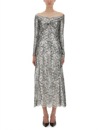 Paco Rabanne Long Lace Dress - Silver