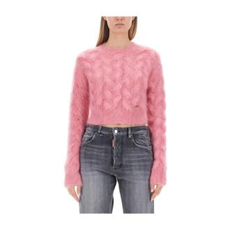 Dsquared2 Femme, Pulls, Rose, Taille: 38 FR Chemise Courte en Mohair Fabriqu&eacute;e en Italie
