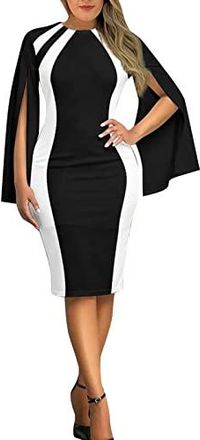 Generic Robes amincissantes 2026 pour femmes, grand col rond, robe imprim&eacute;e en V, coupe ajust&eacute;e, mode pour femmes, Argent&eacute;., L