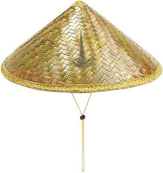 Generic Chapeau asiatique - Sangle de menton réglable en paille tissée | Rotin traditionnel imperméable H-at | Agriculteur vietnamien Ha-t pour séance photo, 