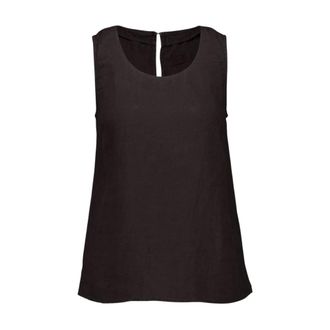 120% Lino Femme, Tops, Noir, Taille: 42 FR Haut sans Manches en Lin Noir
