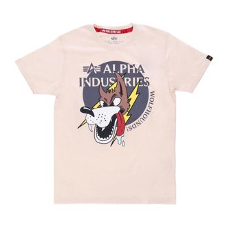 Alpha Industries Homme, Tops, Rose, Taille: S Wolfhounds Tee Jet Stream White
