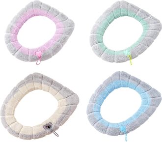 Generic Warme Toilettensitzauflage - 4-Teiliges Warmes Badezimmerzubeh&ouml;r - Badezimmer Toilettensitz Auflage | f&uuml;r Hausbesitzer und Mieter in kalten Klimazonen