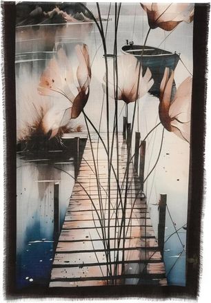 D'Aniello Graphic-print Frayed-edge Scarf