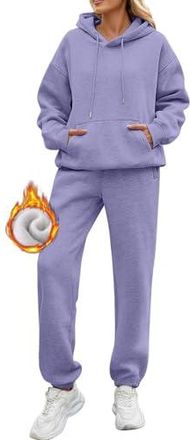 Generic Shffuw Jogging Femme Ensemble,Polaire Femme Chaud Hiver Loungewear Set,2 PièCes Survetement Vetement,Chic Et Elegant Grande Taille Sportswear, avec Po