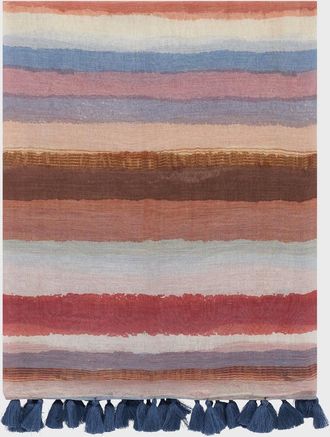 Gerard Darel Etole &agrave; rayures en coton, soie et lurex - DINAHE - Corail